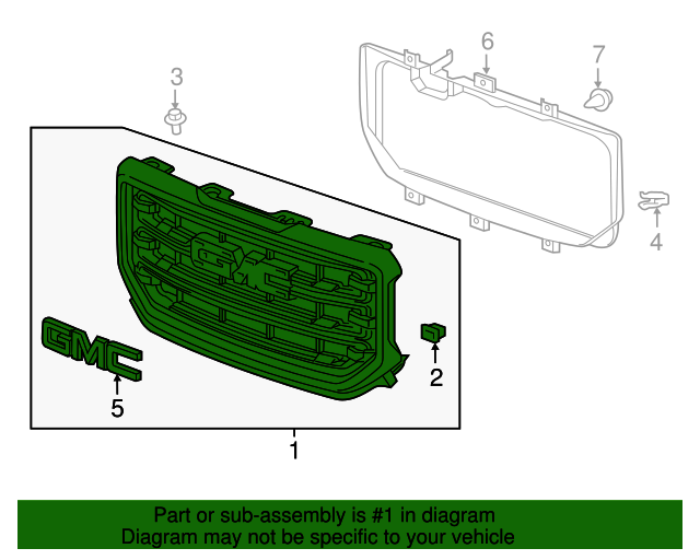 2016-2018 GMC Sierra 1500 Primed Front Grille 23258406 | GMPartsDirect.com