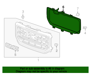 2016-2019 GMC Sierra 1500 Front Grille Baffle 84073556 GM ...