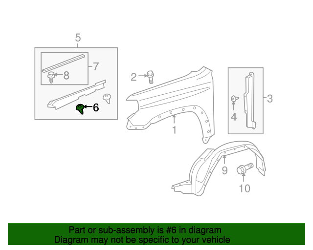 75867-AA010 - Rocker Molding Clip - 2002-2023 Toyota | OEM Genuine ...