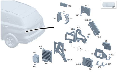 Control Units/Fuse Boxes/Relays in Trunk for 2024 Mercedes-Benz GLC43 ...