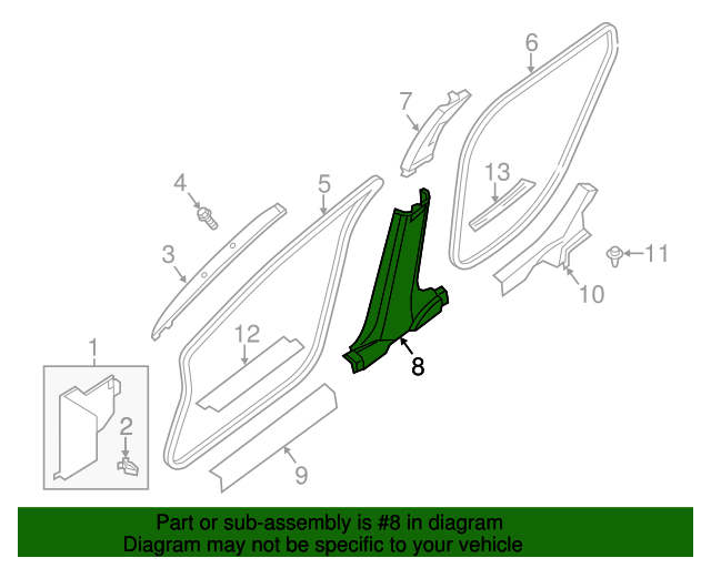 76915-3TA0A - Lower Center Pillar Trim 2013-2018 Nissan Altima | Nissan ...