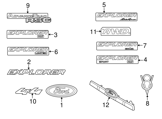 2008-2010 Ford Explorer 2008-2011 Ford Explorer Black Chrome 4x4 Emblem ...