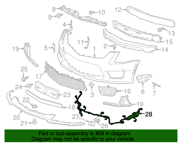 2016-2019 Cadillac ATS Front Object Alarm Sensor Wiring Harness ...