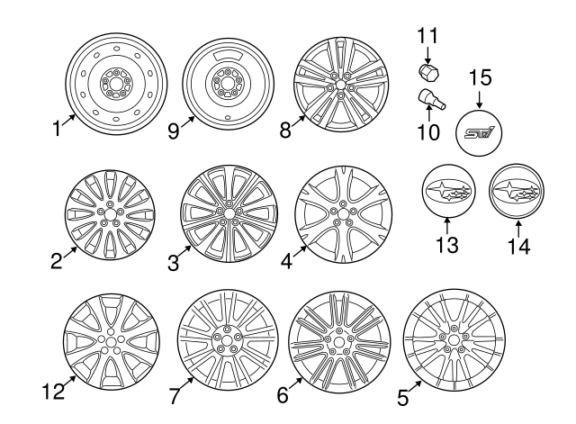 2011-2014 Subaru Impreza Wheel, Alloy 18-inch 18-spoke, black ...