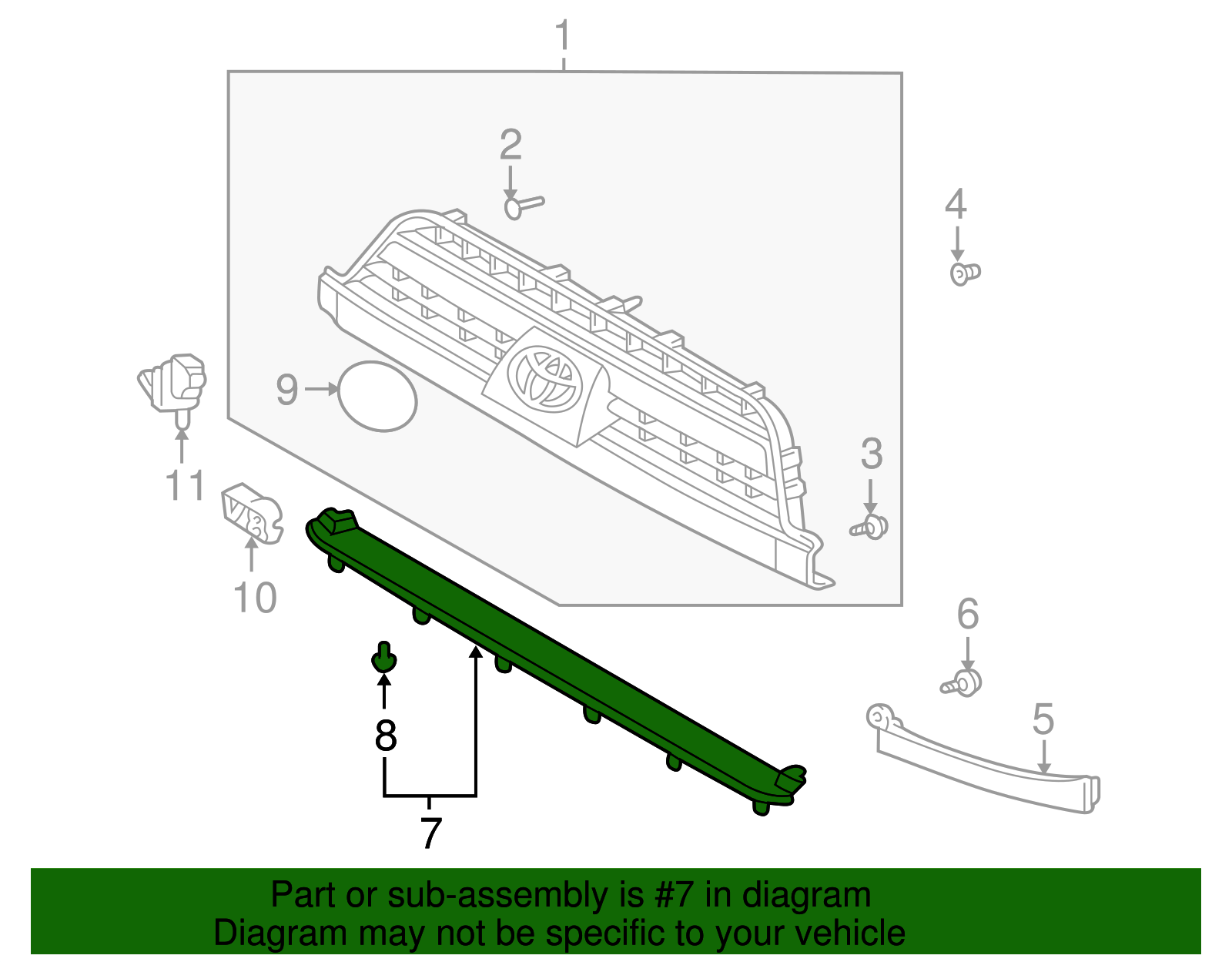 Genuine Toyota Grille Molding (Lower) part# 53102-35900 for 2003-2005 ...