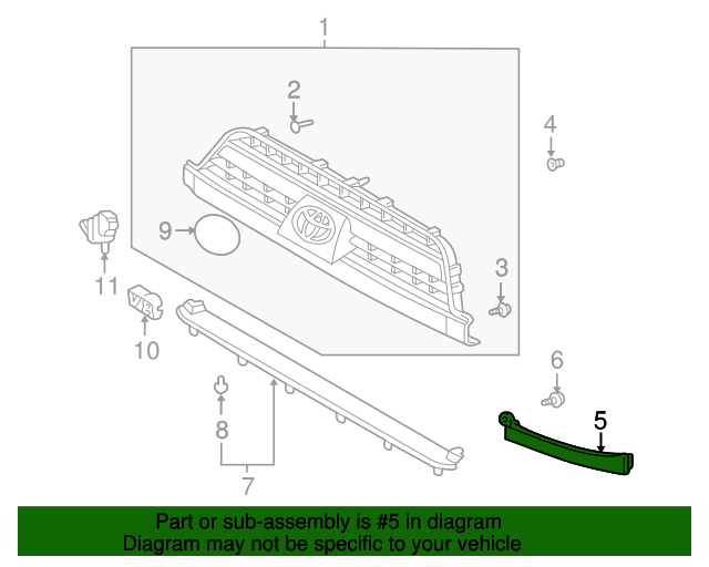 52512-35080 - Grille Molding 2003-2005 Toyota 4Runner | AutoNationParts.com