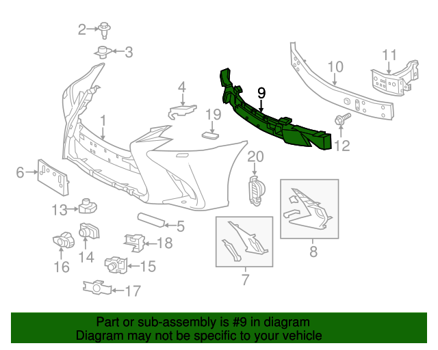 52611-30480 - Bumper Impact Absorber 2016-2020 Lexus | AutoNationParts.com