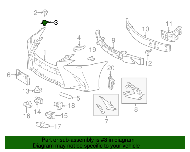 Lexus OEM Bumper Cover Upper Retainer Part# 52535-50060 | OEM Vehicle Parts