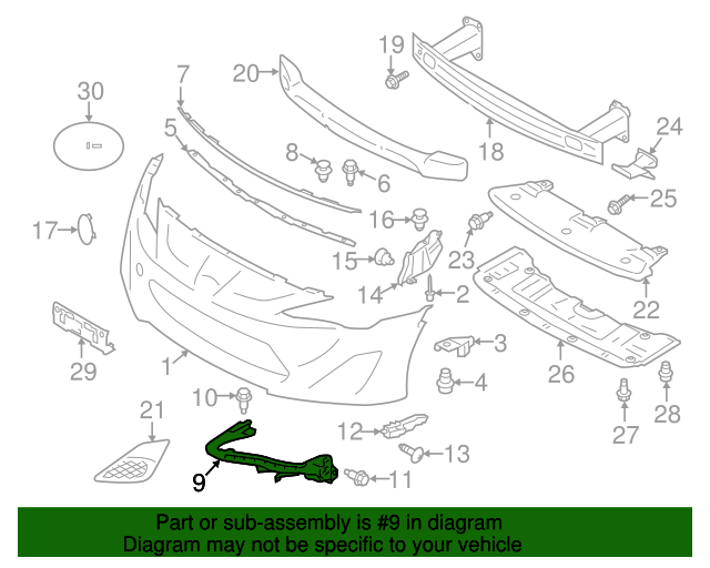 SU003-07155 - Bumper Cover Support Rail (Right, Front) - 2013-2016 ...