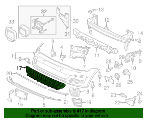 2016-2017 Volkswagen Golf R Center Grille 5G0-853-677-G-041 | VW Direct ...