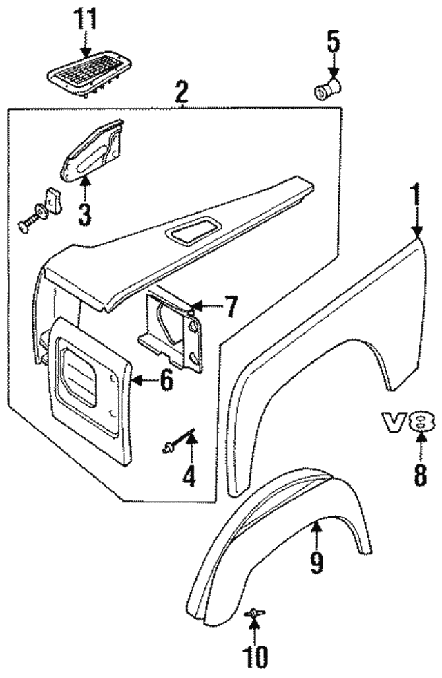 Genuine OEM Front Panel Part# ALR5989 Fits 1994 Land Rover Defender 90 ...