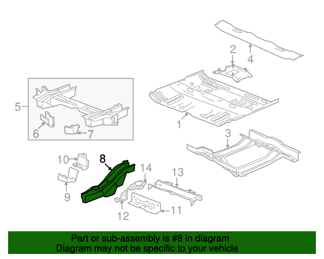 2008-2015 GM Driver Side Underbody Rear Side Front Rail 19210689 ...