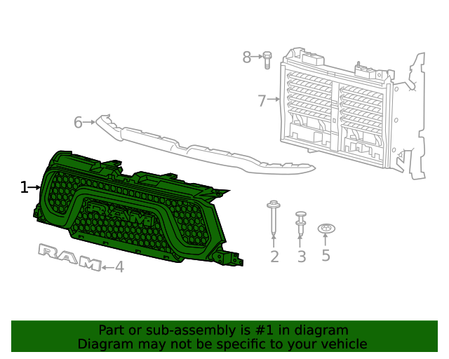 2019-2024 Ram 1500 Grille 68645024AA | Mopar Parts Canada
