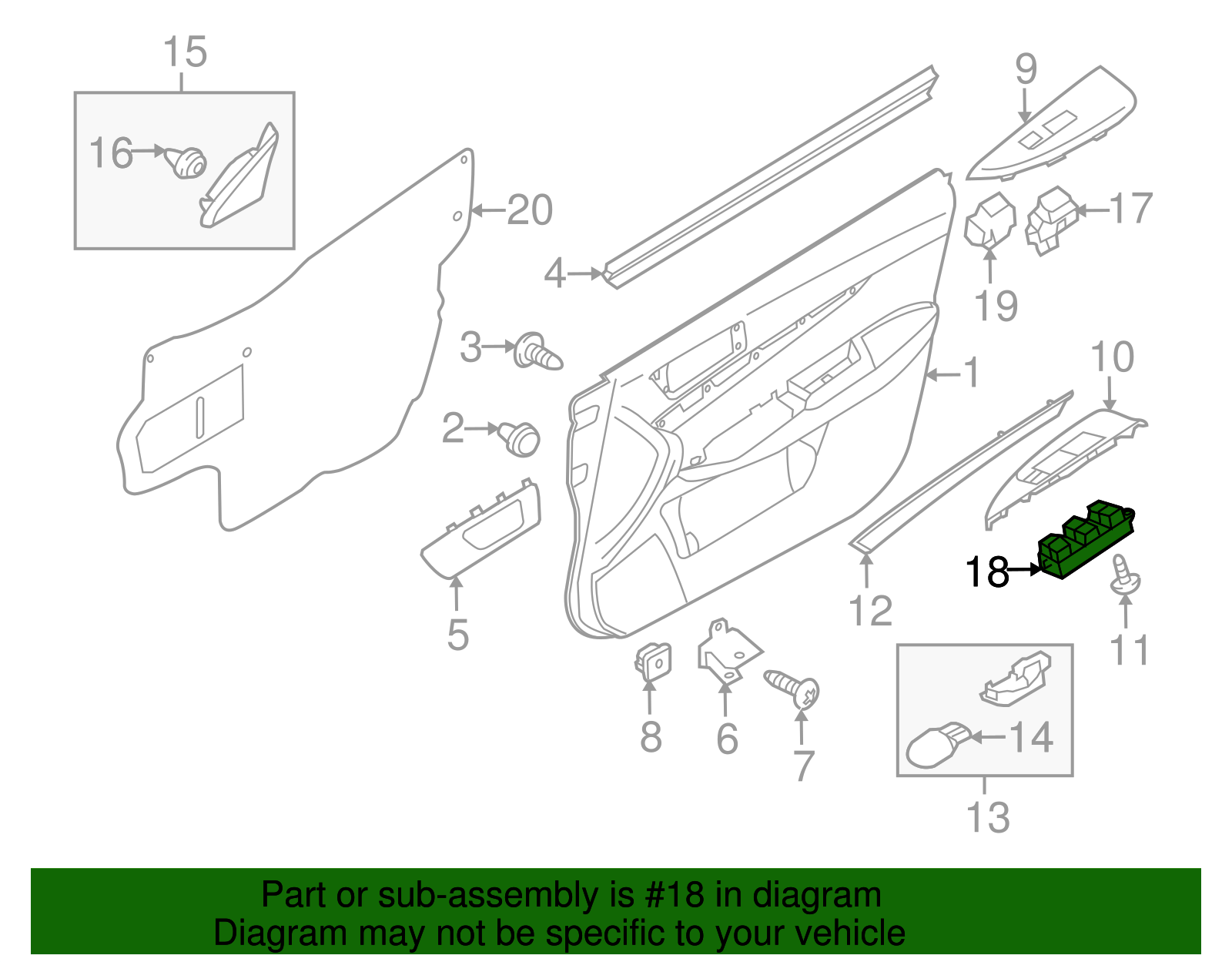 2013-2019 Subaru Window Switch 83071AJ21C | OEM Parts Online