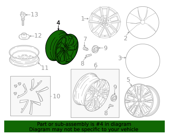 42800-TVC-AE0 - W Wheel (19X8 1 2J) 2021-2022 Honda Accord | Honda ...