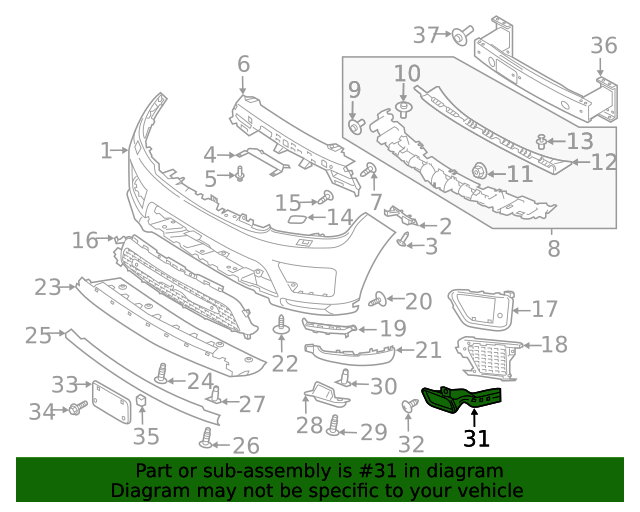 LR098595 - Cooling Duct 2018-2022 Land Rover Range Rover Sport | Land ...
