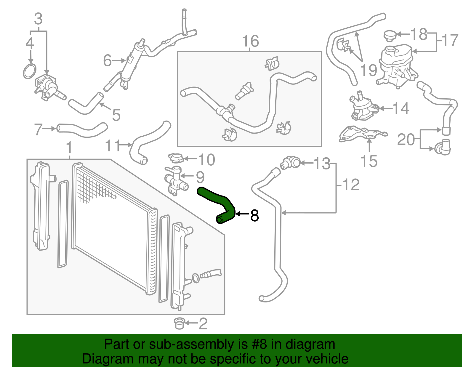 2012-2019 Toyota Prius C Radiator Hose 16573-21100 | Toyota Parts Center