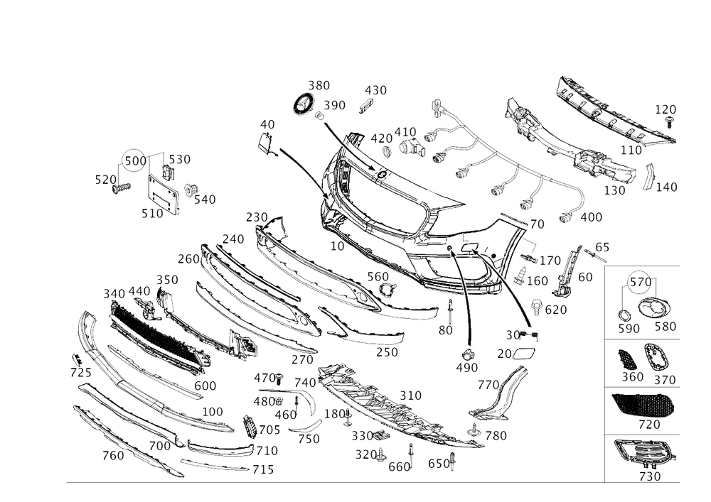 156-885-04-65 - Basic Carrier, Bumper 2015-2020 Mercedes-Benz ...