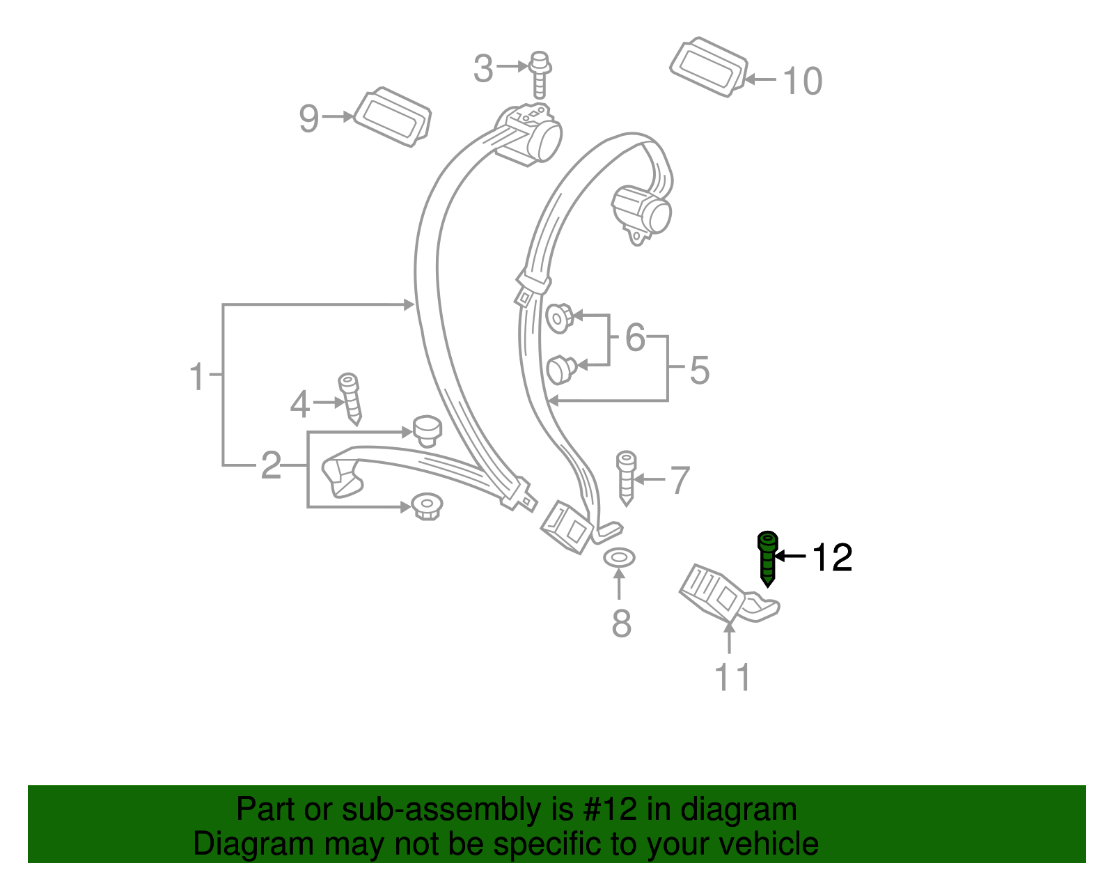 2005-2018 Volkswagen Seat Belt Lap And Shoulder Belt Bolt WHT-003-683 ...
