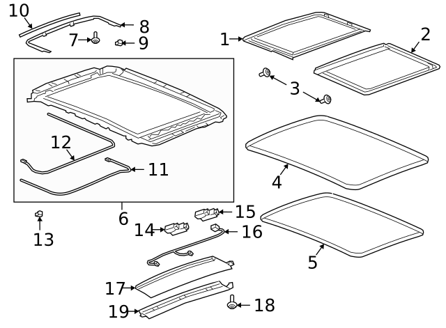 2020-2022 Cadillac XT6 Sunroof Air Deflector Bracket 20823517 ...