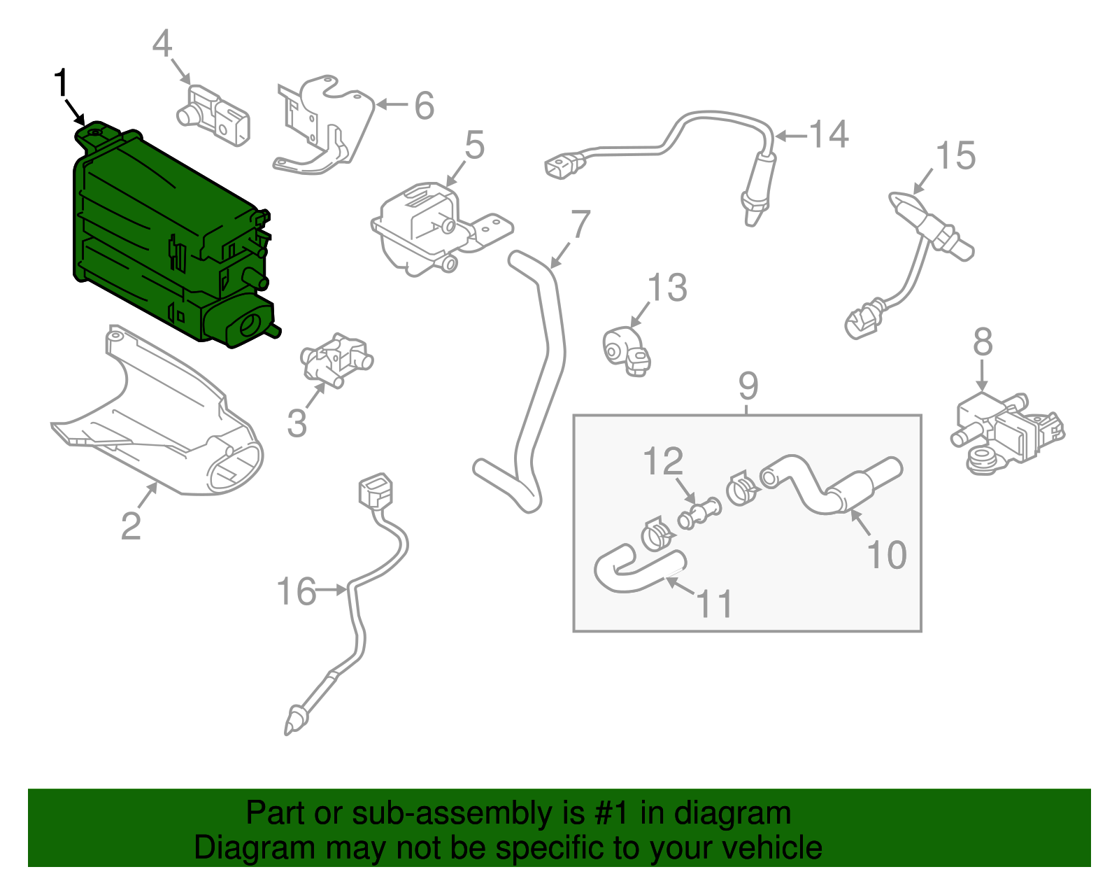 14950-6MA0B - Vapor Canister 2017-2019 Nissan | Nissan Parts ...