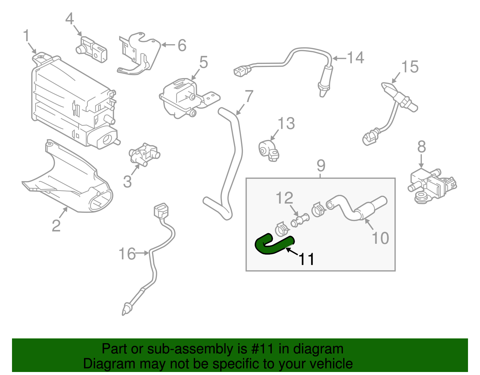2017-2018 Nissan Vent Hose 14912-6MA2A | Nissan RVA