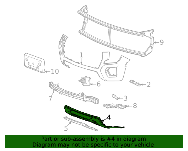 2021-2024 GMC Black Front Bumper Lower Fascia (Replaces Part Number ...