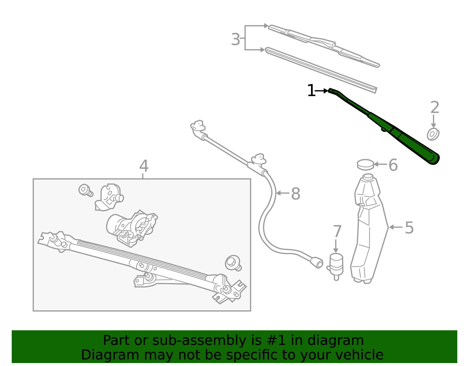 1996-2025 GM Driver Side Windshield Wiper Arm 84447096 | GM Parts Center
