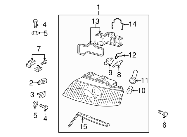 1998-2005 Audi Headlamp Assembly Bracket 8L0-941-454 | Genuine Audi Parts