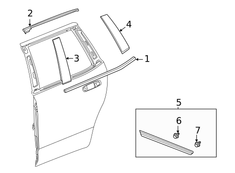 Exterior Trim - Rear Door for 2022 Cadillac Escalade | GM Wholesale Direct