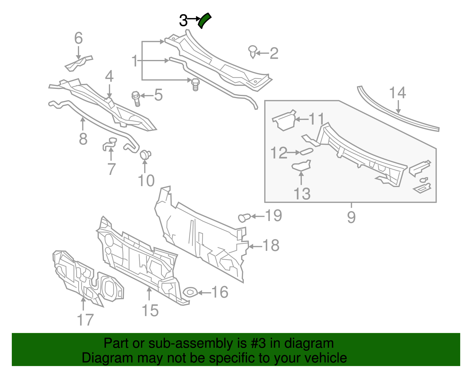 2007-2011 Toyota Camry Cowl Vent Panel Seal 53866-06020 | Retail ...