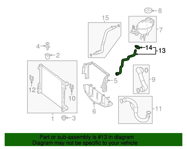 212-501-57-82 - Engine Coolant Overflow Hose 2010-2016 Mercedes-Benz ...