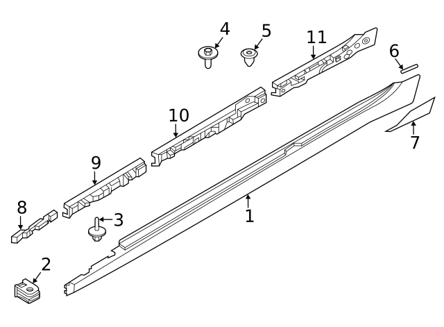 51777497730 - 2020-2023 BMW Rocker Molding Rear Support (51-77-7-497 ...