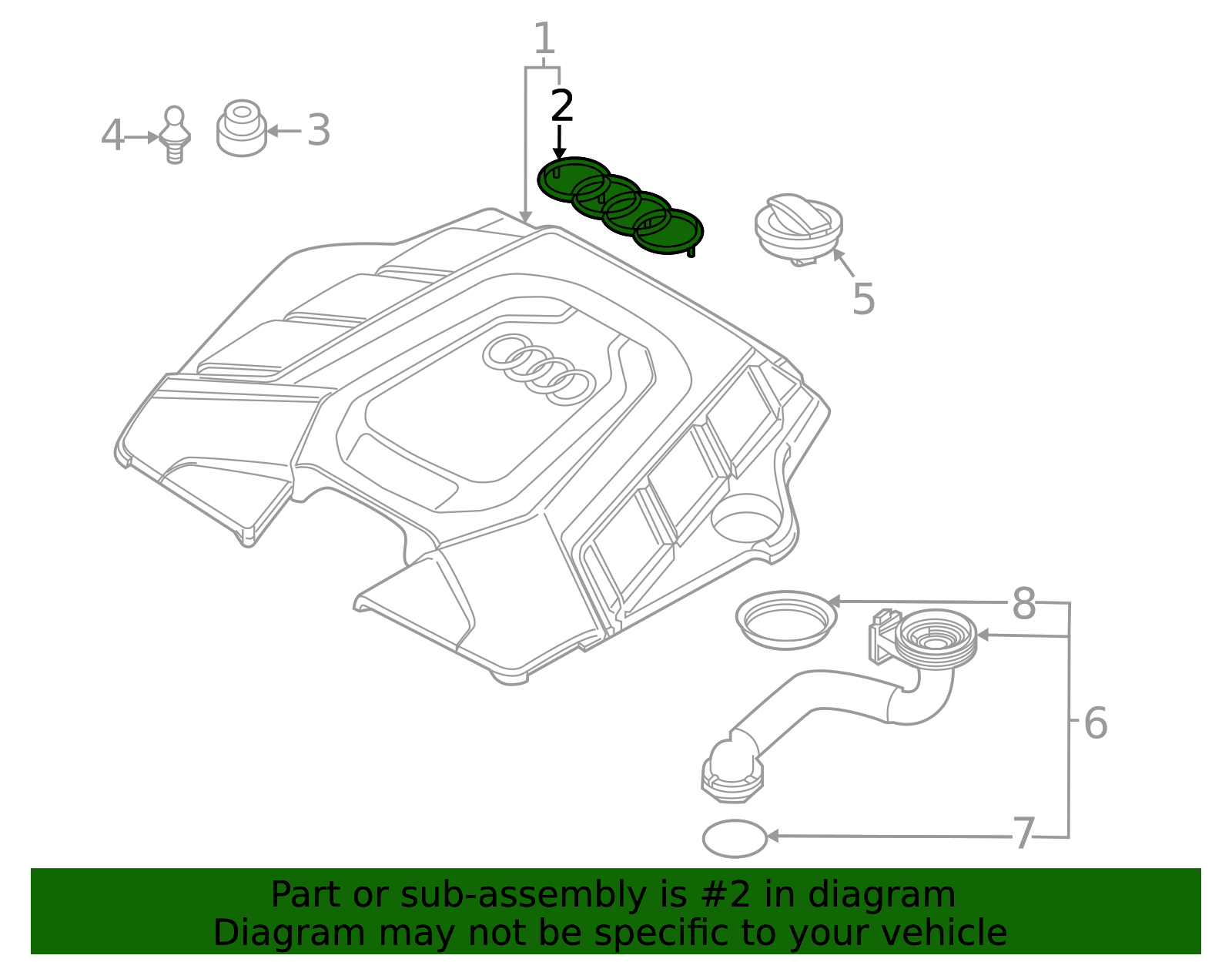 2005-2025 Audi Engine Cover Emblem 4H0-103-940 | Audi USA Parts