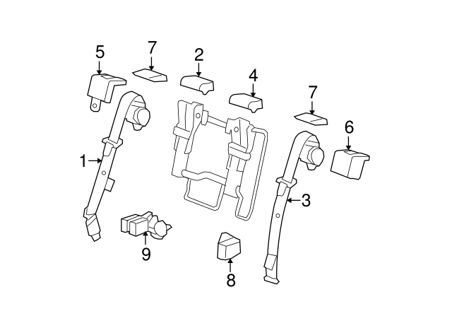 2008-2014 GM Light Cashmere 3rd Row Driver Side Center Seat Belt with ...