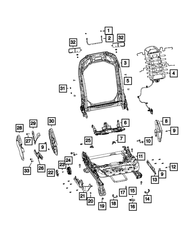 2018-2024 Jeep Front Seat Back Frame 68276609AF | Mopar Estores