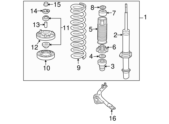 2006-2007 Honda Accord Strut Assembly 51601-SDP-A15 | Cheaper Honda Parts