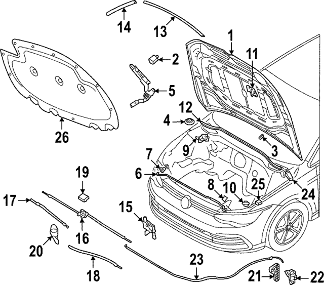 2022-2024 Volkswagen Hood Latch Striker Plate 5H0-823-186-C | QuirkParts