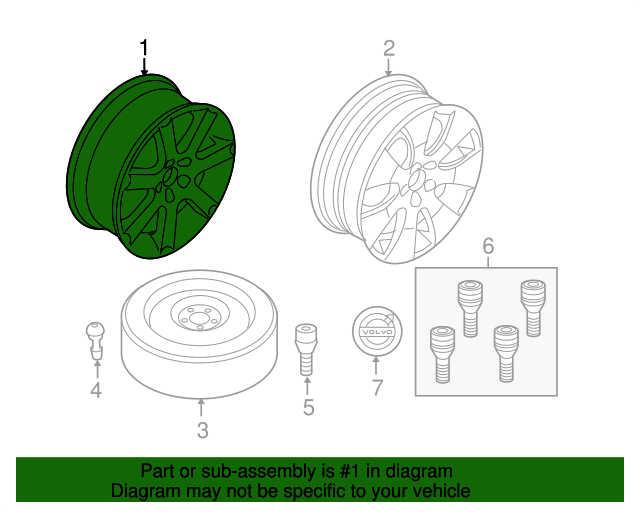 2007-2018 Volvo Aluminum Rim Naos 7 X 16in - Silver Stone 30748344 ...