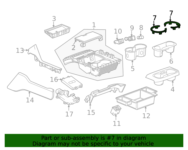2021-2023 GM Galvano Silver Front Floor Console Compartment Bezel ...