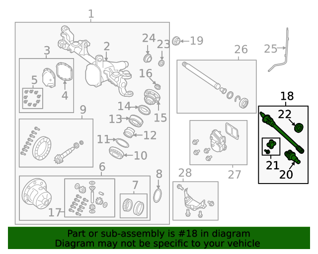 2018-2023 Jeep Wrangler Drive Axle - Driver's Side (LH) 68413463AA ...