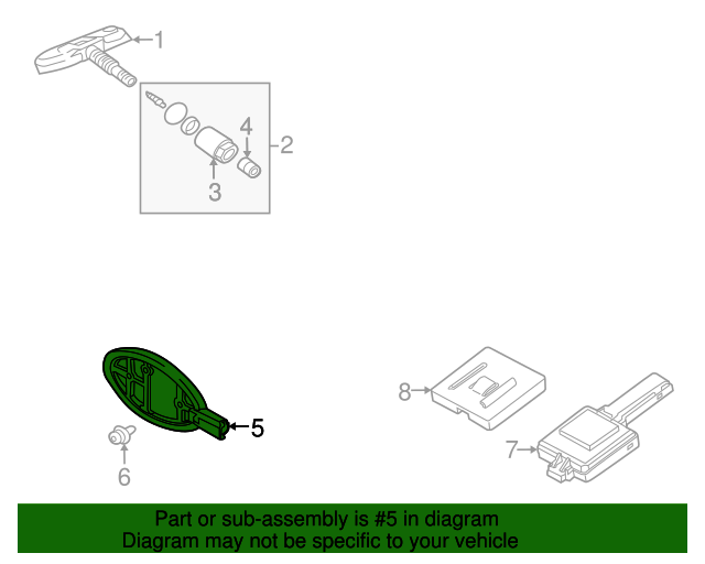 2004-2017 Jaguar Tire Pressure Monitoring System (TPMS) Sensor ...
