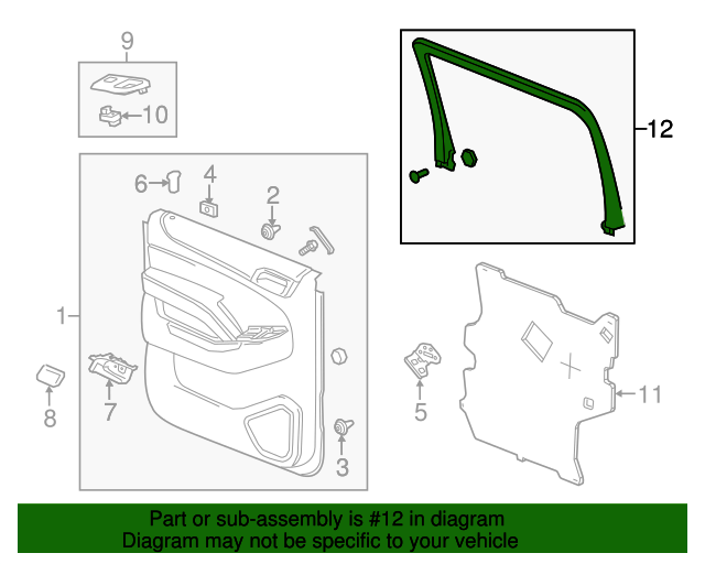 2015-2020 GM Passenger Side Rear Door Window Garnish Molding 22772903 ...