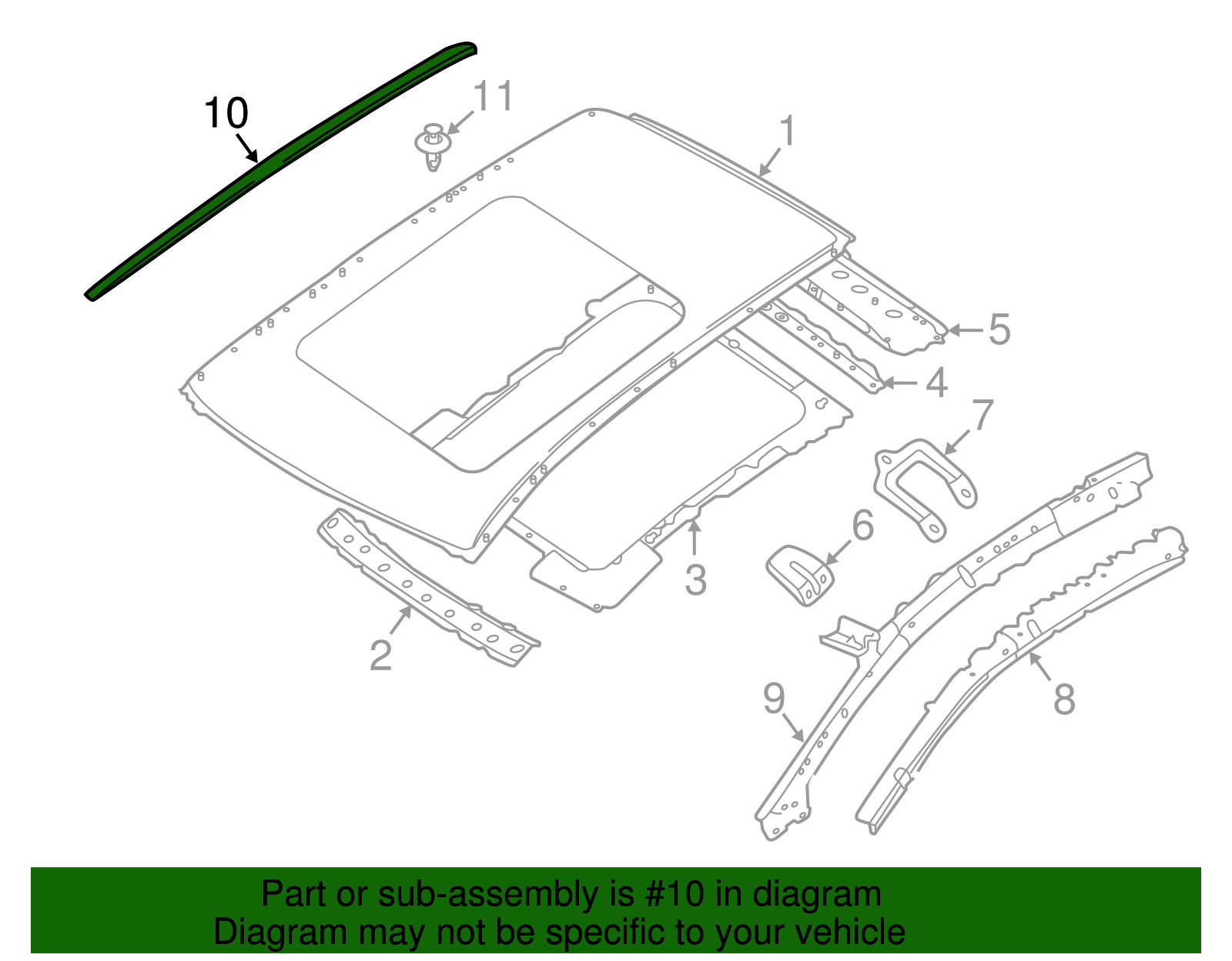 2015-2024 Nissan Murano Roof Molding 73852-5BC0A | Bill Kay Nissan Parts