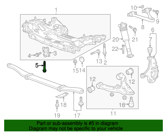 2012-2020 GM Side Trans Mount Bolt 11589284 | TascaParts.com