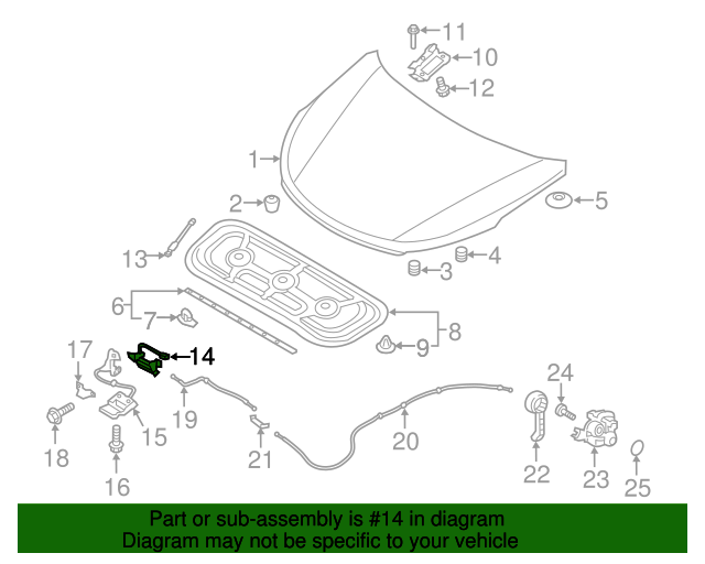 2013-2018 Hyundai Hood Latch 81130-2W000 | AutoNationParts.com