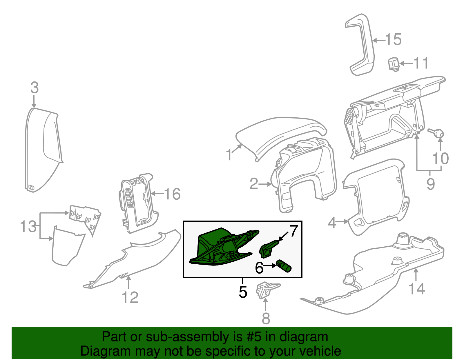 (Replaces 84146863) Jet Black Instrument Panel Center Compartment ...