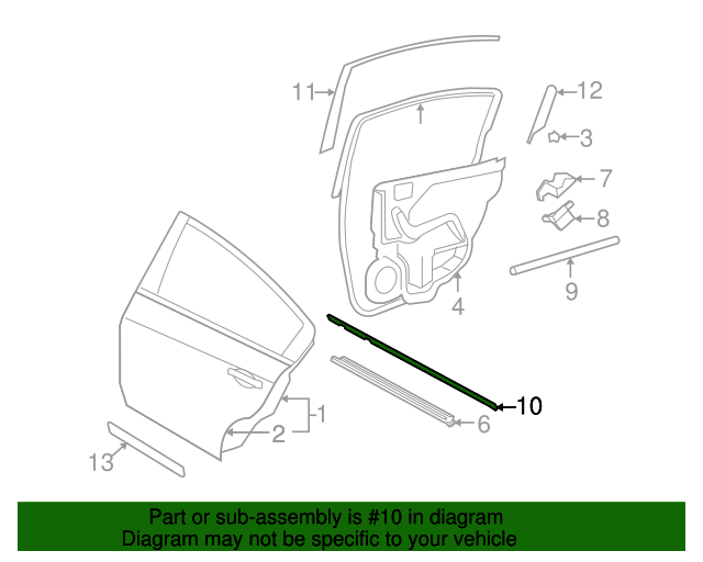82821-JA01A - Belt Weather-Strip 2007-2012 Nissan Altima ...