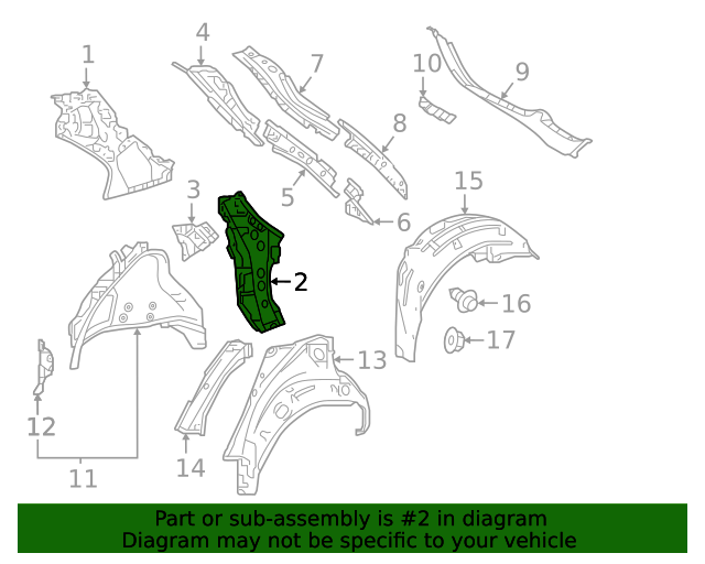 2019-2023 Toyota Corolla Quarter Panel Reinforcement 61714-12140 ...