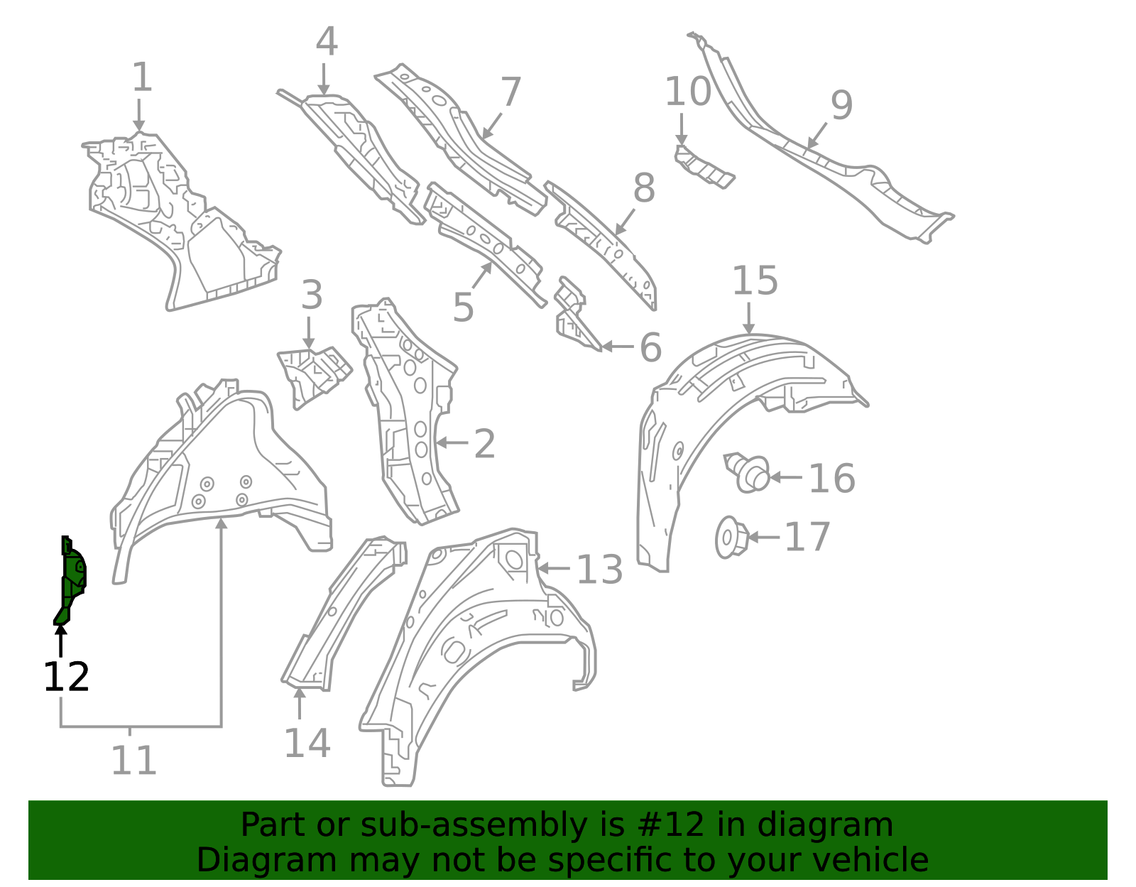 2019-2025 Toyota Inner Quarter Reinforced 61674-12090 | Toyota San ...